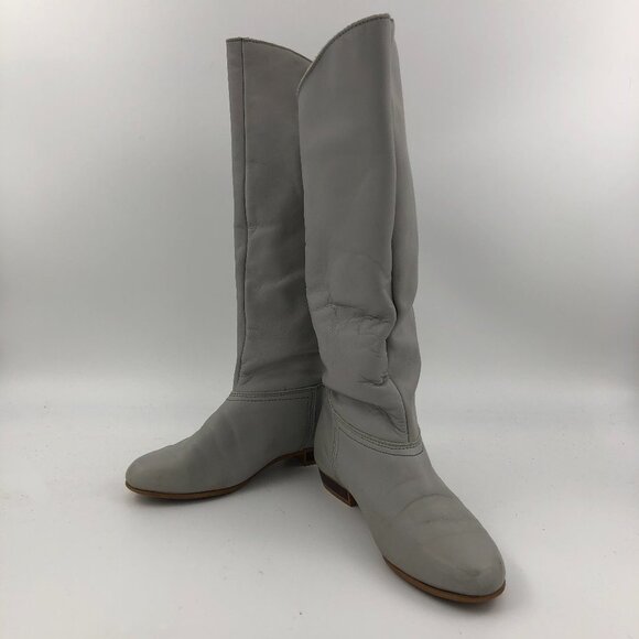 Dexter | Shoes | Vintage Dexter Pearl Gray Leather Cuffed Boots Us 6m ...